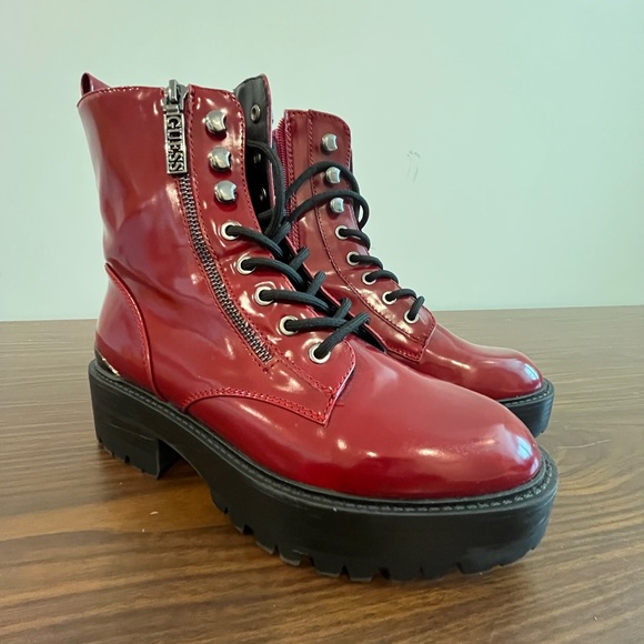Guess | Shoes | Guess Red Combat Boots | Poshmark